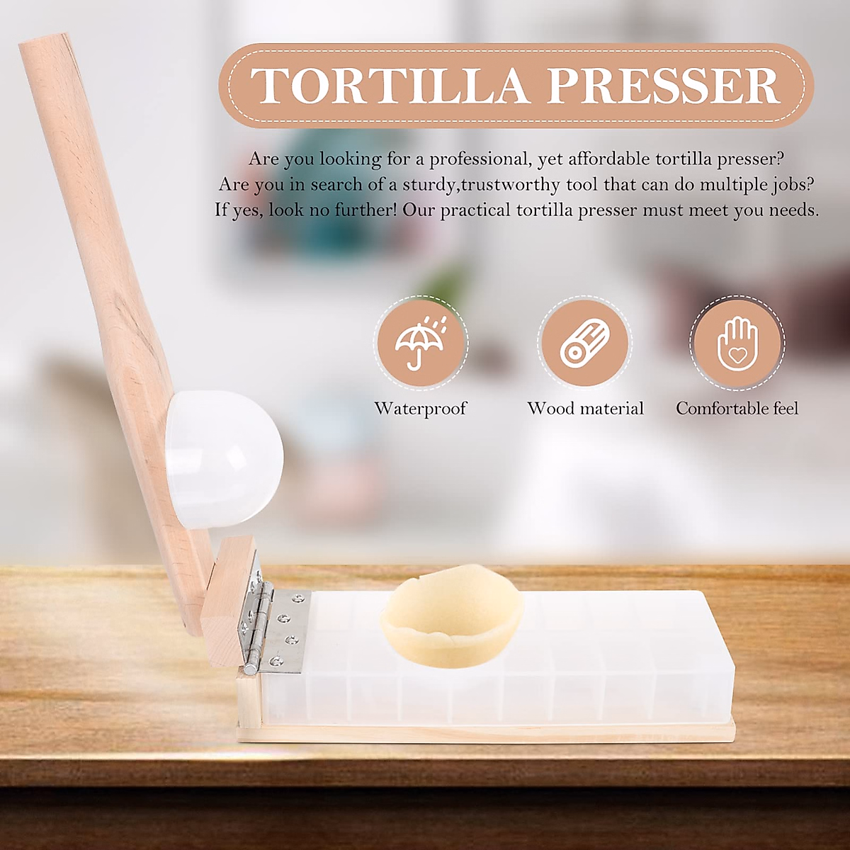 GANAZONO Tortilla Press Plastic Tortilla Maker Wood Dumpling Press Maker Chinese Baozi Press Dough Press Pierogi Maker Ravioli Hand Pie Maker Pastry Kitchen Gadgets Tool