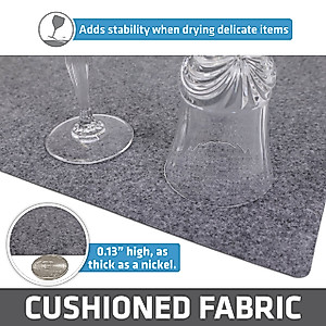 Drymate Premium Luxury Shelf & Drawer Liner, Thick Cushioned Fabric, Non-Adhesive, Absorbent, Waterproof, Slip-Resistant, Liners for Kitchen Cabinets, Cupboards (USA Made)(12”x59”)(2-Pack)(Light Grey)