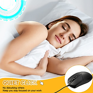 Kathfly 50 Pcs Black Wired USB Computer Mouse Bulk 1000 DPI 3 Button Corded Mouse with Home Office Noiseless Simple USB Mouse for Computer Laptop Desktop PC