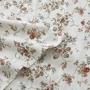 Laura Ashley - Full Sheet Set, Cotton Flannel Bedding, Brushed for Extra Softness & Comfort (Le Fleur Orange, Full)