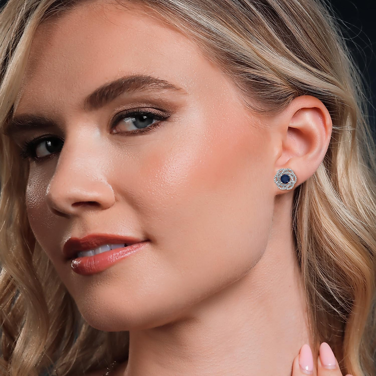 Gem Stone King 925 Sterling Silver Round 6MM Gemstone Birthstone Stud Earrings with White Moissanite Removable Earrings Jackets For Women