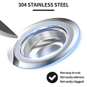 Kitchen Sink Strainer Stainless Steel, Kitchen Sink Drain Strainer, Kitchen Sink Drain Basket, Sink Strainers with Large Wide Rim 4.5" Diameter for Kitchen Sinks … (Stainless Steel)