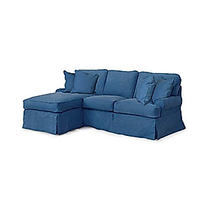 Sunset Trading Horizon Slipcovered Sleeper Sofa and Chaise, Indigo Blue