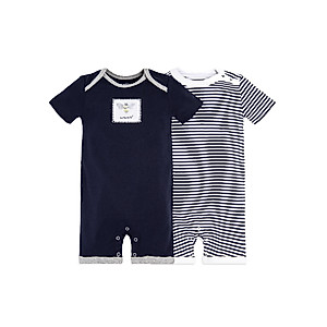 Burt's Bees Baby Baby Boys Short Sleeve Rompers, 100% Organic Cotton One-piece Coverall and Layette Set