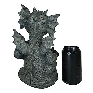 Ebros Keep Off Flip The Bird Rude Baby Dragon Sitting Statue 10" H Fairy Garden Faux Stone Resin Finish Guest Greeter Figurine