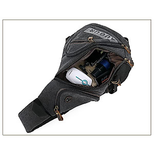 Canvas Sling Bag Crossbody Backpack Over Shoulder Daypack Casual Cross Chest Side Pack Outdoor Cycling Hiking Travel (Green)