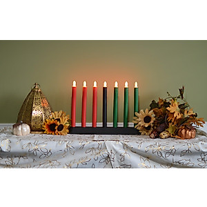 Kwanzaa Kinara Candle Holder Set with Flameless Battery Powered Electric Candles
