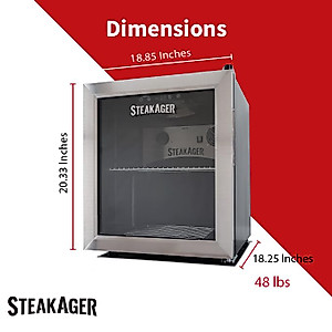 SteakAger PRO 20 Starter Pack - Home Beef Dry Aging Refrigerator, Enjoy Dry-Aged Steak Perfection at Home, Black and Stainless Steel with 20Lbs Capacity