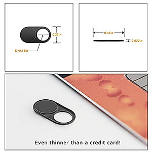 Webcam Cover Slide 0.022in Ultra Thin Metal Magnet Web Camera Cover for MacBook Pro Laptops Smartphone Mac PC Tablets for Echo Spot Show Protecting Your Privacy Security Black(3 Packs)