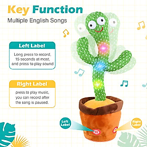 Baby Toys Dancing Talking Cactus for Boys Girls,Dancing Singing Talking Recording Mimic Repeating What You Say Cactus Toy with 120 English Songs Electronic Light Up Plush Cactus Give for Kids Gifts