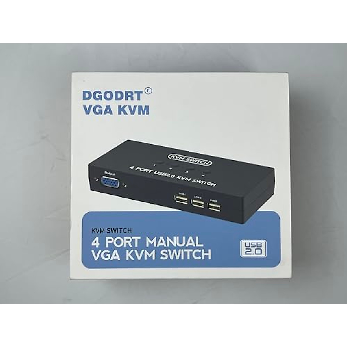 VGA KVM Switch 4 Port, USB VGA KVM Switcher for 4 Computers Share 1 Monitor 3 USB Devices Keyboard Mouse Scanner Printer, Including 4 KVM Cables & Desktop Control