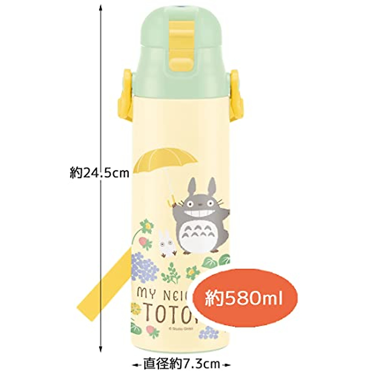 Skater SDC6N-A My Neighbor Totoro Sanpomichi Ghibli Children's Stainless Steel Water Bottle, Direct Drinking 20.9 fl oz (580 ml)