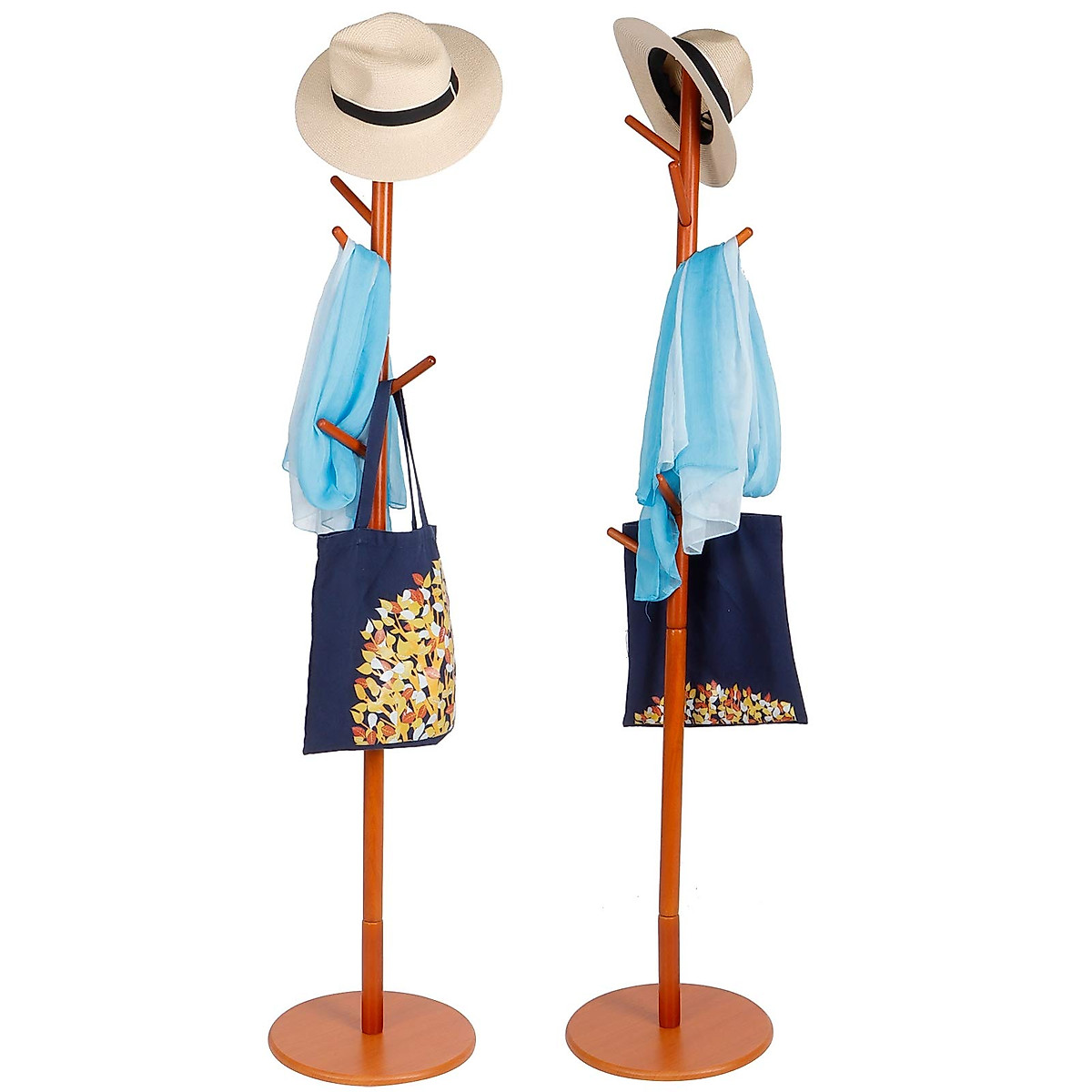 Coat Rack Freestanding,Coat Rack,Hall Tree,Coat Tree,Wooden,Coat Rack Stand with 8 Hooks Adjustable Coat Standing Tree for Coats, Hats, Scarves