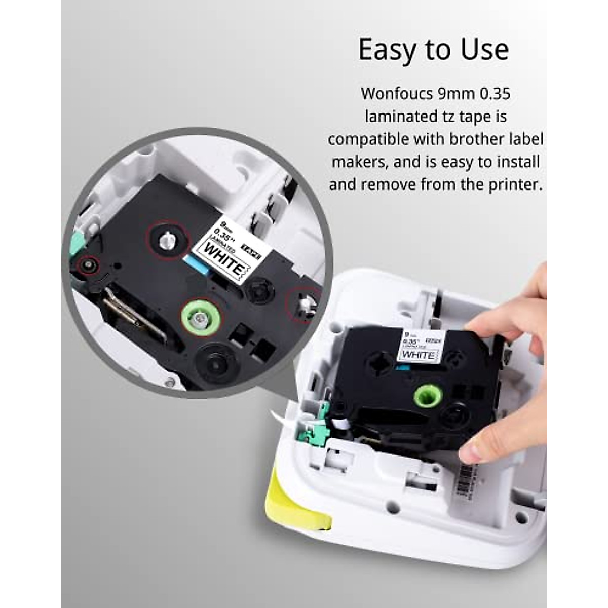 9mm 0.35 Inch Laminated White TZ Tape Replace for Brother TZe-221 TZe221 PTouch Label Tape Compatible with Brother P-Touch Label Maker PT-D210 PT-D220 PT-H103W PT-1890 PT-D600 PT-D410, 4-Pack