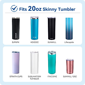 Prurex 2 Pack 20 oz Skinny Tumble Lids,Replacement Spill Proof Splash Resistant Sliding Cup Covers for 2.73" Inner DiameterTumbler,Straw Friendly,BPA Free