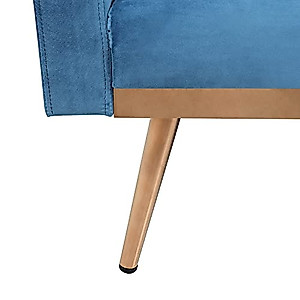 RARZOE Velvet Sofa Bed Loveseat Sofa Accent Sofa, Mid Century Modern Convertible Sleeper Couch, Futon Sofa Bed with 2 Pillows for Living Room Bedroom Apartment,Water Blue
