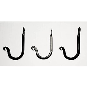 ATCUSA Wall Mounted Hook - Wrought Iron Decorative Blacksmith Handmade Simple Iron Hook for Bathroom and Kitchen, Hooks for Hanging Robes, Towels, Coats, Cloths, Bags, Keys and Jewelries (3)