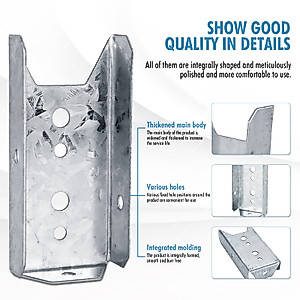 LukLoy 10 Pack 2x4 Brackets for Wood Rail, Fence Brackets Repair Kit Galvanized, Deck Railing Bracket Connectors for 2"×4"(Actually 1.5"x3.5") Wood Post, Includes 70PCS 304 Stainless Steel Screws