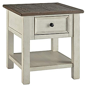Signature Design by Ashley Bolanburg Farmhouse Square Two Tone End Table, Antique Cream