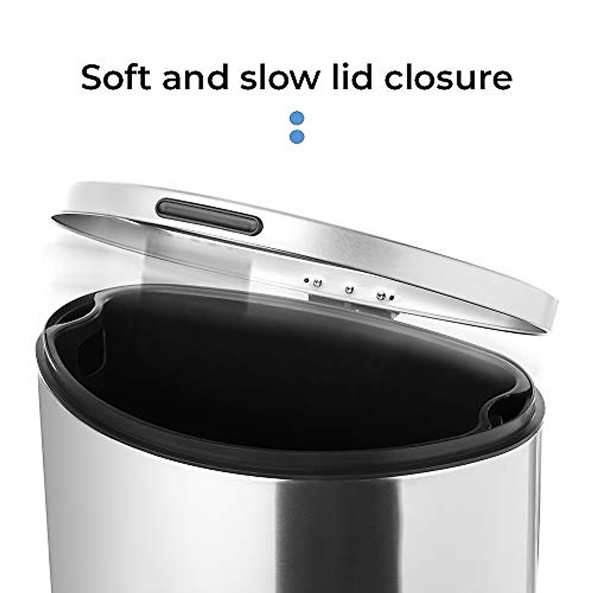 Home Zone Living 12 Gallon Kitchen Trash Can, Semi-Round Stainless Steel, Step Pedal, 45 Liter