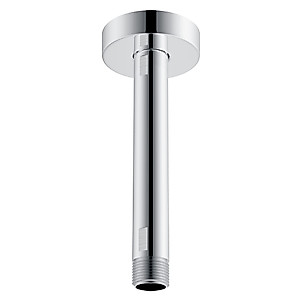 Hibbent All Metal Ceiling Mounted Shower Arm, 6 Inch Shower Head Extension Arm with Flange, Stainless Steel Straight Shower Arm For Fixed High Pressure Rain Shower Head, Shower Head Extender, Chrome