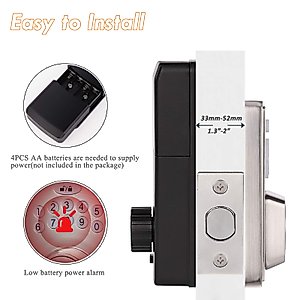 Probrico Keypad Lock, Electronic Deadbolt, Keyless Entry Door Lock with 100 Codes, Single Cylinder Smart Deadbolt Lock with Auto-Lock and Back-Lit, Easy to Install, Satin Nickel