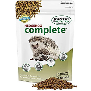 Hedgehog Complete 2 lb - Nutritionally Complete Natural Healthy High Protein Pellets & Dried Mealworms - Food for Pet Hedgehogs