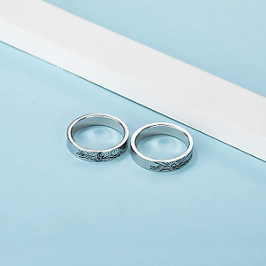 Sunflower Jewellery Moon and Sun Ring, Couple Ring,sun ring,sunrise ring,Crescent Moon ring，Friendship Ring, Star Ring, Lover Ring, Partner Ring, Gift (Stainless Steel, 8)