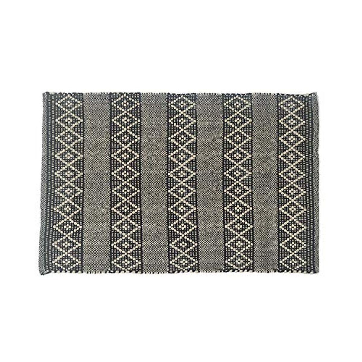 Chardin home Black & Ivory Boho Throw Rug 2x3 feet |Hand Woven Farmhouse Rug | Great in Kitchens entryways doormats Bathrooms Meditation Mat | Machine Washable & Reversible Cotton Rugs