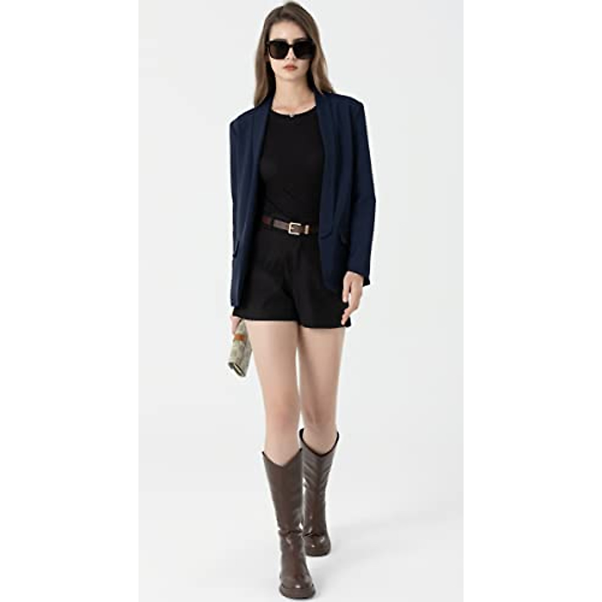 Beninos Womens Casual Long Sleeve Blazer Jackets with No Button (807 Navy, XS)