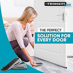 Strongest Door Stopper, Heavy Duty Door Stop Wedge Made of Premium Quality Zinc and Rubber Suits Any Door, Any Floor. Set of 2 Plus Bonus Self Adhesive Wall Protectors