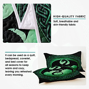 Personalized Dragon Quilt Set Dragon Scale Blue Bedding Set Twin Size Dragon Bedding Dragon Throw 3D Bedding Set Dragon Comforter for Boys Children Teens (Green Black Dragon)