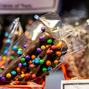 Morepack Cellophane Treat Bags,200 Pcs 3x11 Inches Clear Pretzel Bags,Cello Bags with Twist Ties for Packaging Candies,Cookies