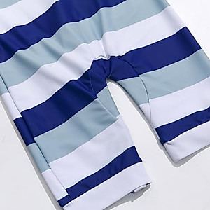 BONVERANO Baby Boy Swimsuit Full Front Zip Sunsuit UPF50+ One Piece Long Sleeve with Sun Protection(Blue and White,4T)