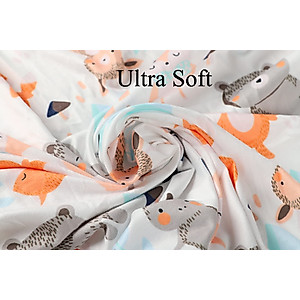 Tontukatu Bassinet Sheet Set 2 Pack Snug Fitted Cradle Fitted Sheets, Stretchy Ultra Soft, for Oval Rectangle Hourglass Bassinet Mattress, Unisex Boy Girl, Tiger Elephant & Fox