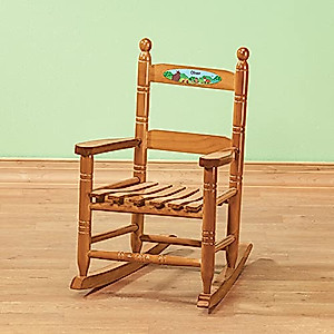 Fox Valley Traders Personalized Childrens Rocking Chair, Features Classic Rocker Design and Hardwood Construction, Natural Finish with Woodland Animals Design