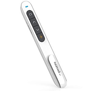 Norwii N27 Presentation Clicker, Clicker for PowerPoint Presentations, PowerPoint Clicker with Pointer for Presentations, Pointer Clicker Presentation Remote - White