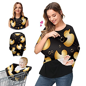 Baby Car Seat Stroller Covers Cute Gold Duck On Black Nursing Cover Breastfeeding Scarf Soft Breathable Stretchy Coverage Carseat Canopy Cover for Boys and Girls Multi Usefor Baby Shower
