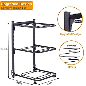AJSWISH Pots and Pans Organizer for Cabinet, Heavy Duty Pot Organizer Rack for Under Cabinet, Adjustable and Snap-on Pot Rack for Kitchen Organization & Storage- 3 Tier
