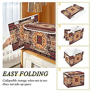 Living Room Storage Bins with Lids Storage Baskets for Clothes Persian Carpet Tribal Texture Photo Organization 12x12x16