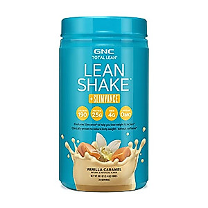 GNC Total Lean Shake + Slimvance | Caffeine Free Protein Powder, Helps Reduce Body Weight | Vanilla Carmel | 20 Servings