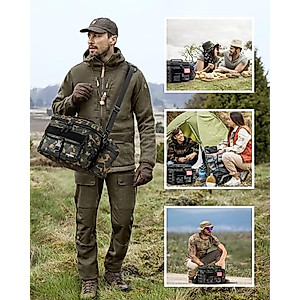 JOYHILL Tactical Lunch Box for Men, Insulated Lunch Bag with Bottle Pouch Holder Large Thermal Cooler Bag for Adult Work Camping,Navy,13L