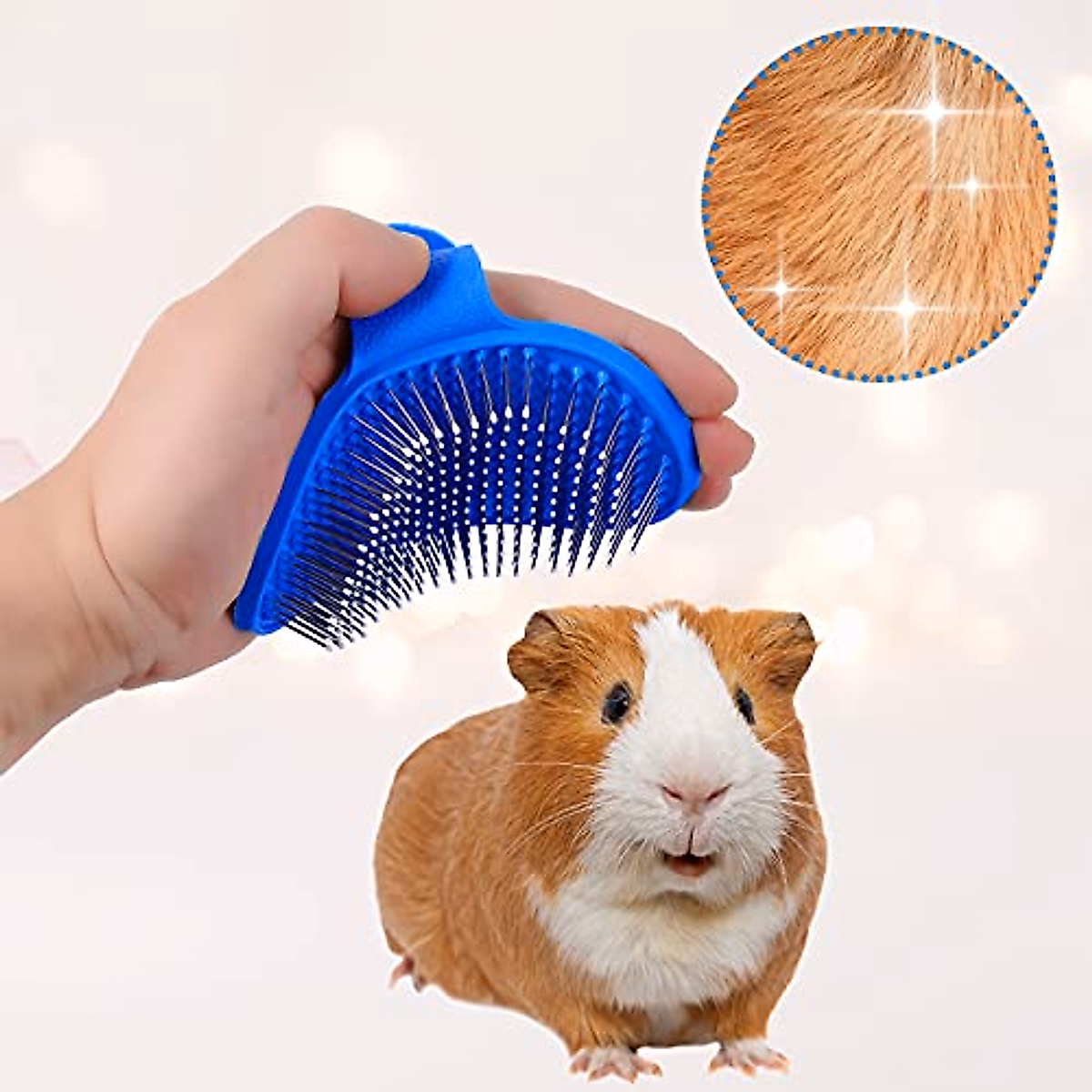 4 Pieces Bunny Grooming Kit with Rabbit Grooming Brush Pet Hair Remover Pet Nail Clipper Pet Comb Shampoo Bath Brush with Adjustable Ring Handle for Rabbit Hamster Bunny()