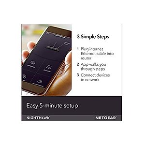 NETGEAR Nighthawk R7350 AC2400 Router: Fast Beamforming Wi-Fi for Gaming, 4K UHD Streaming. 2400Mbps, 2500 Sq Ft, QoS, Dual Core, 2.4 + 5GHz, 5 x GIGABIT + USB 3.0 Port, Smart WiFi Router R7350-NAS