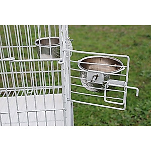 57" Rolling Standing Medium Dome Bird Cage Open Top Quaker Parrot Cockatiel Sun Parakeet Green-Cheek Conure Canary Lovebird Budgie Parrotlet Finch Cage with Detachable Stand