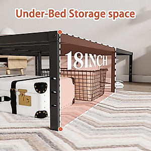 Mavesmog King Size Bed Frame 18 inch High Metal Platform Heavy Duty King Bed Frame Sturdy Steel Slat Support Foundation Bed Frames, No Box Spring Needed, Under Bed Storage, Easy Assembly