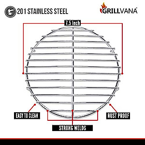 Chimney-Mate Charcoal Starter Grilling Grate | Sous Vide Searing Accessory | Turn Your Charcoal Chimney Into A Portable Grill | Fits On Top Of Most 7.5 Inch Chimneys | Portable Camping Grill Grate