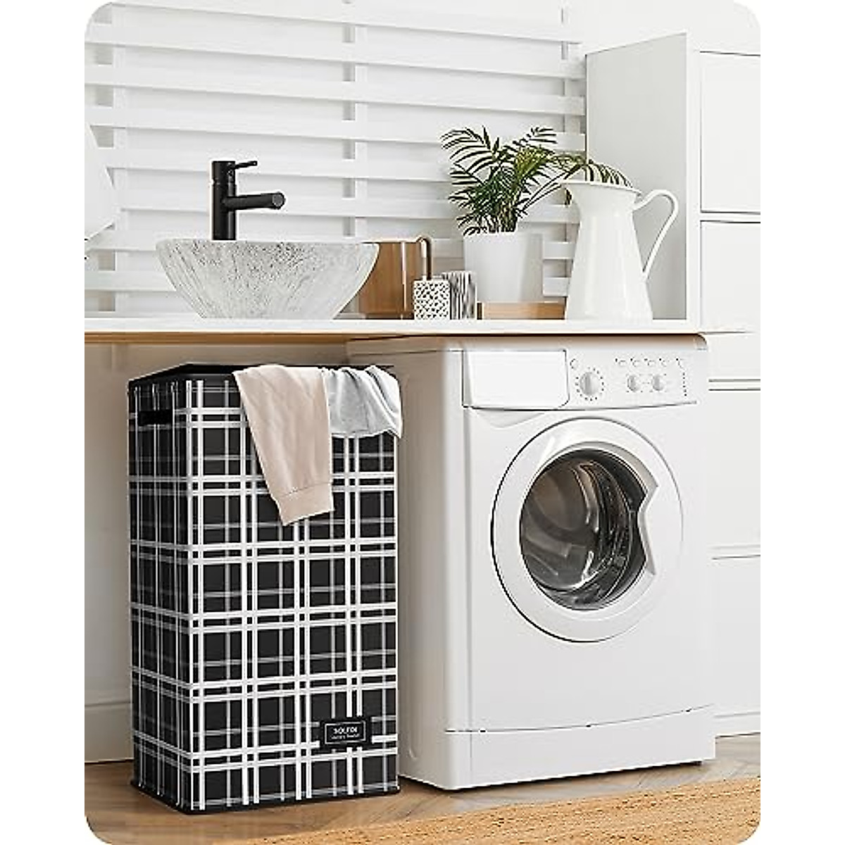 SOLEDI Laundry Hamper with Lid 100L Large & Tall Collapsible Laundry Baskets, Clothes Hamper with Bag Removable Easy to Carry, Dirty Hampers for Bedroom, Bathroom, Dorm, College