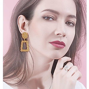 JOERICA 4 Pairs Statement Dangle Earrings for Women Rhinestone Exaggelated Large Drop Geometric Earrings
