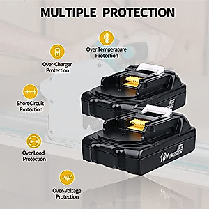 Mingsci 2 Pack 3.0Ah BL1815 Battery Replacement for Makita 18V Battery Lithium ion BL1830B BL1815N BL1820 BL1820B BL1830 BL1840 BL1840B BL1850 BL1840B BL1860 BL1840B
